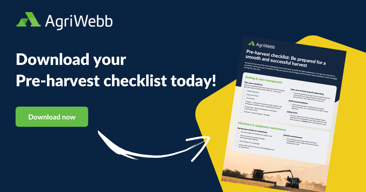 Pre harvest checklist - AgriWebb